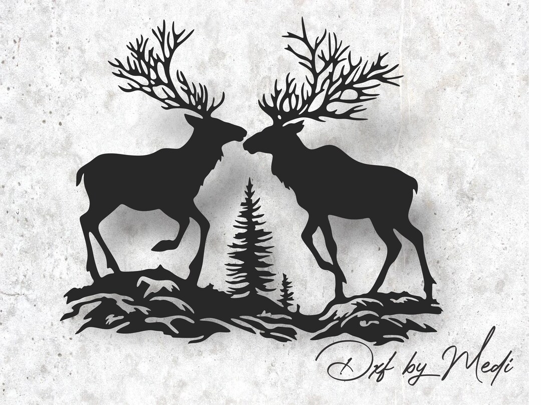 Fighting Elk Scene: CNC Plasma Laser Cut File (DXF SVG) - Etsy