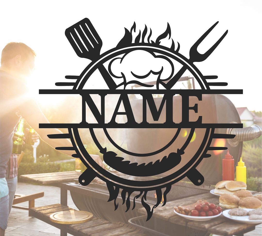 Personalized Grill Metal Art Sign | Custom Name | 18-gauge Steel | 4 ...
