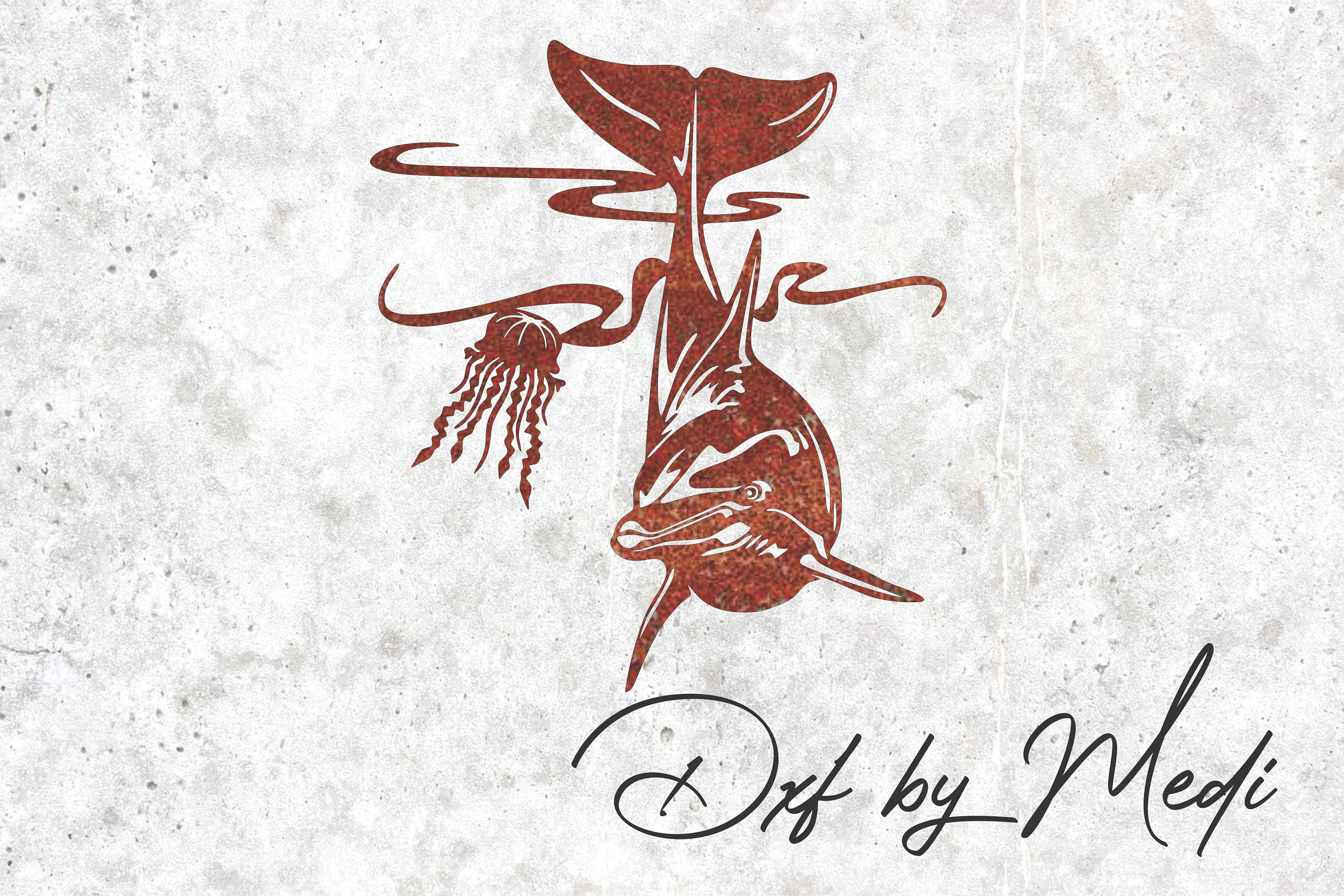 Dolphin and Squid Scene Wall Art | DXF SVG File for CNC Plasma, Laser ...