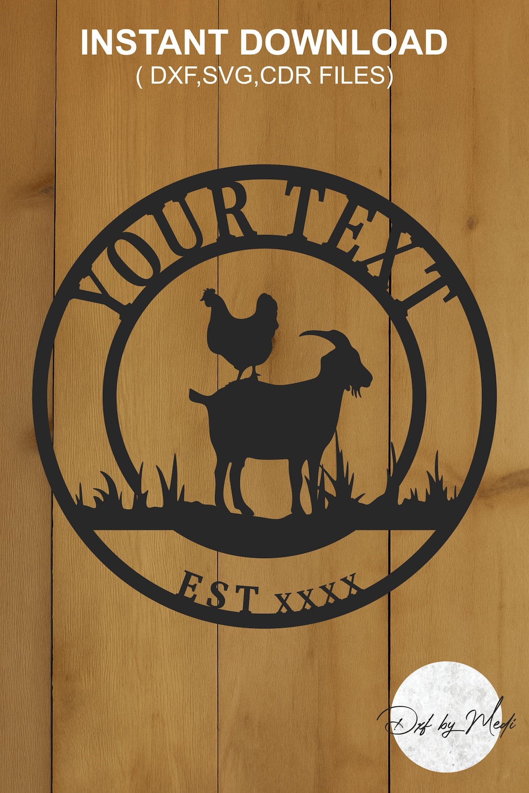 Farm Animal Monogram Sign – Goat & Chicken DXF SVG CDR Files for Plasma ...