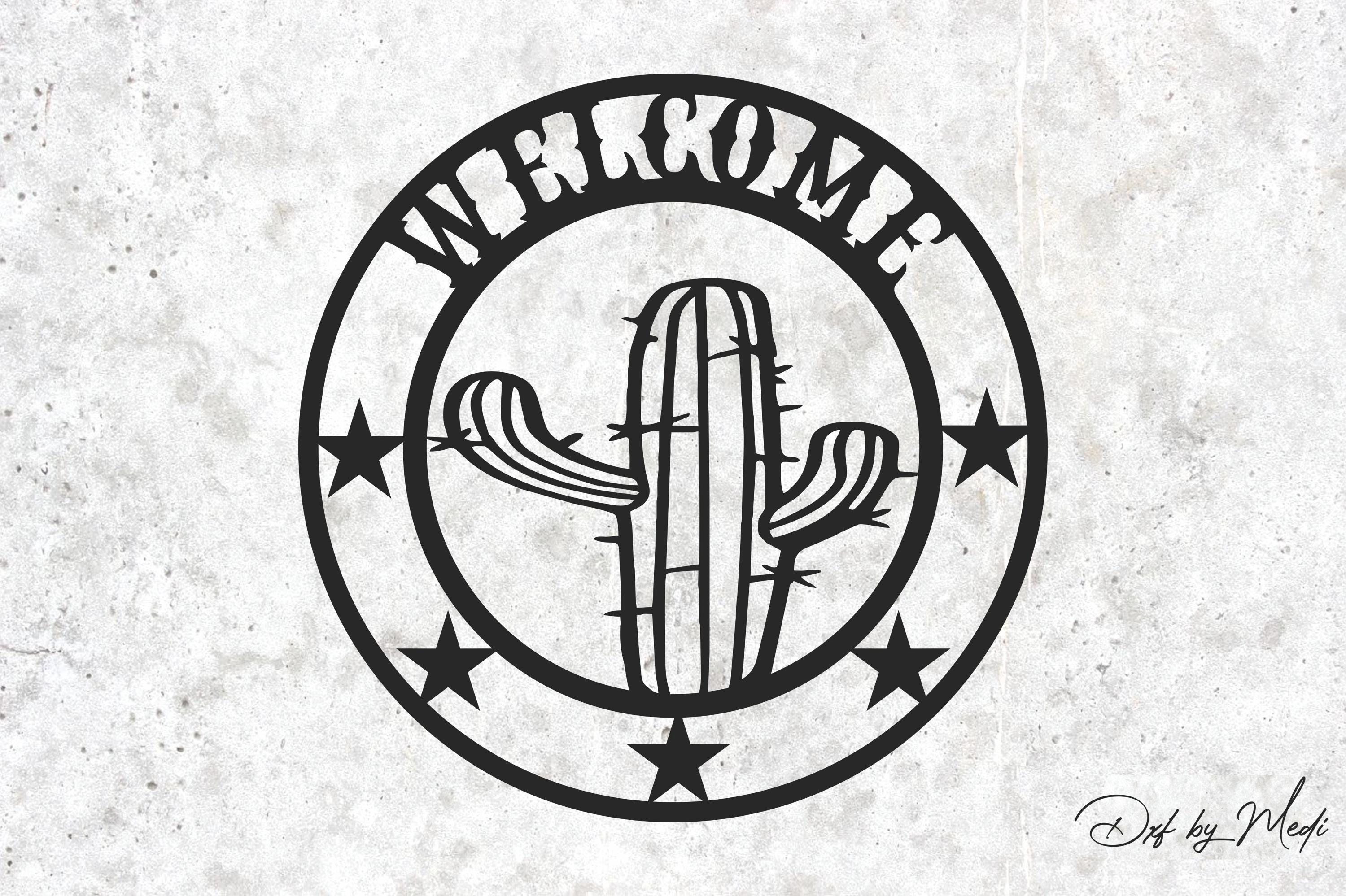 Cactus Welcome Sign Svg DXF CDR | Western Desert Cut File for CNC Laser ...