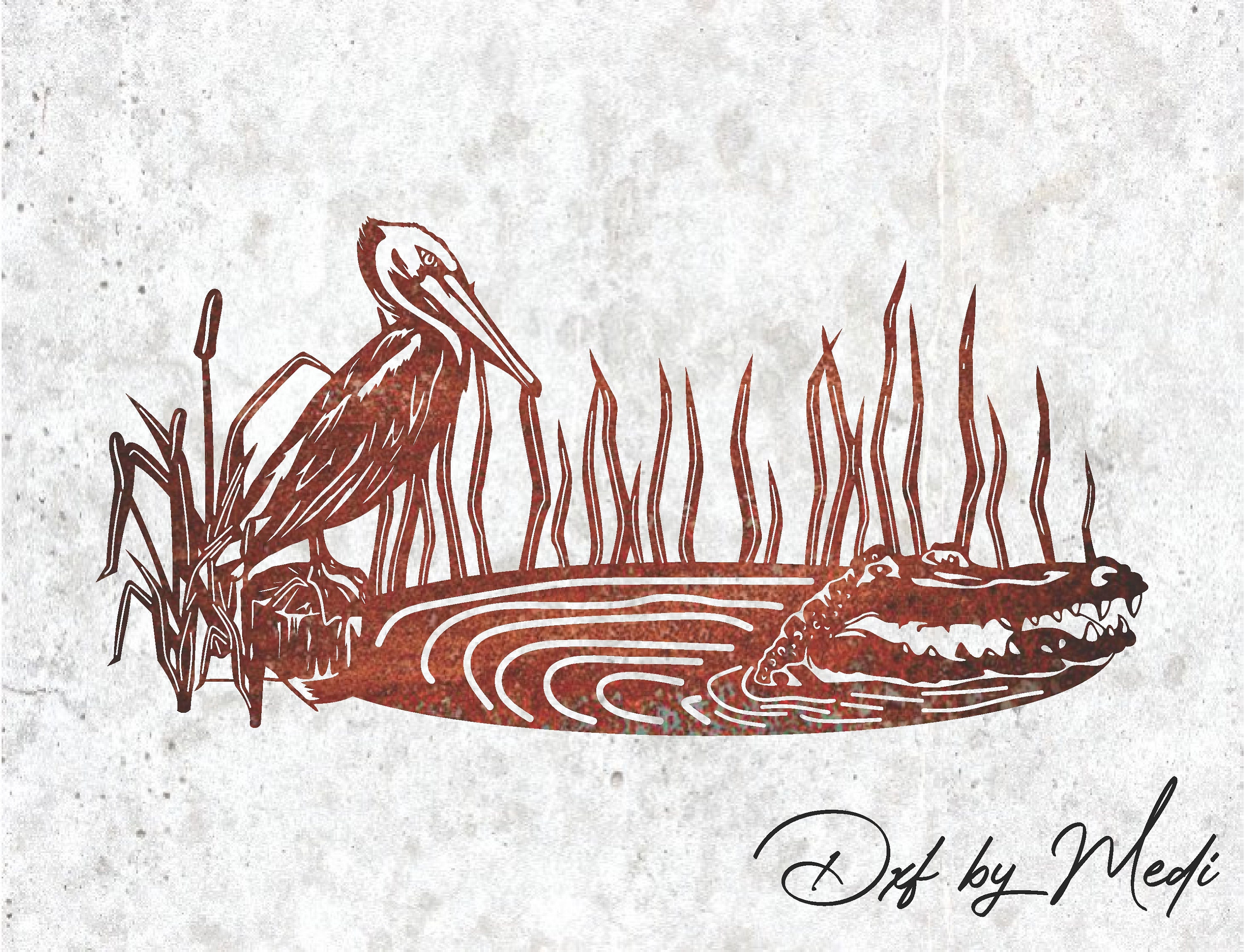 Seabird and Crocodile Scene DXF Svg Files - Instant Download for Laser ...