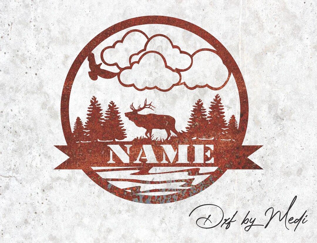 Elegant Elk Outdoor Monogram DXF Svg Files Instant Download for Laser ...