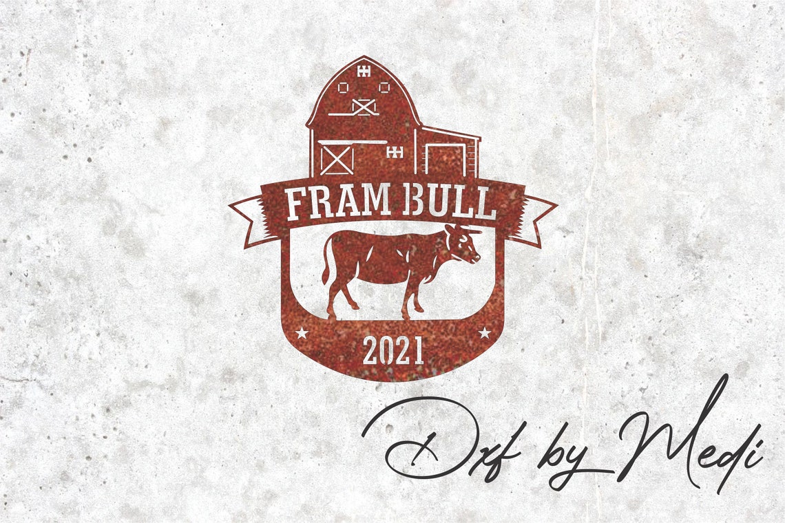 Outdoor Monogram Bull Sign With Custom Name Dxf Files for Cnc Plasma ...