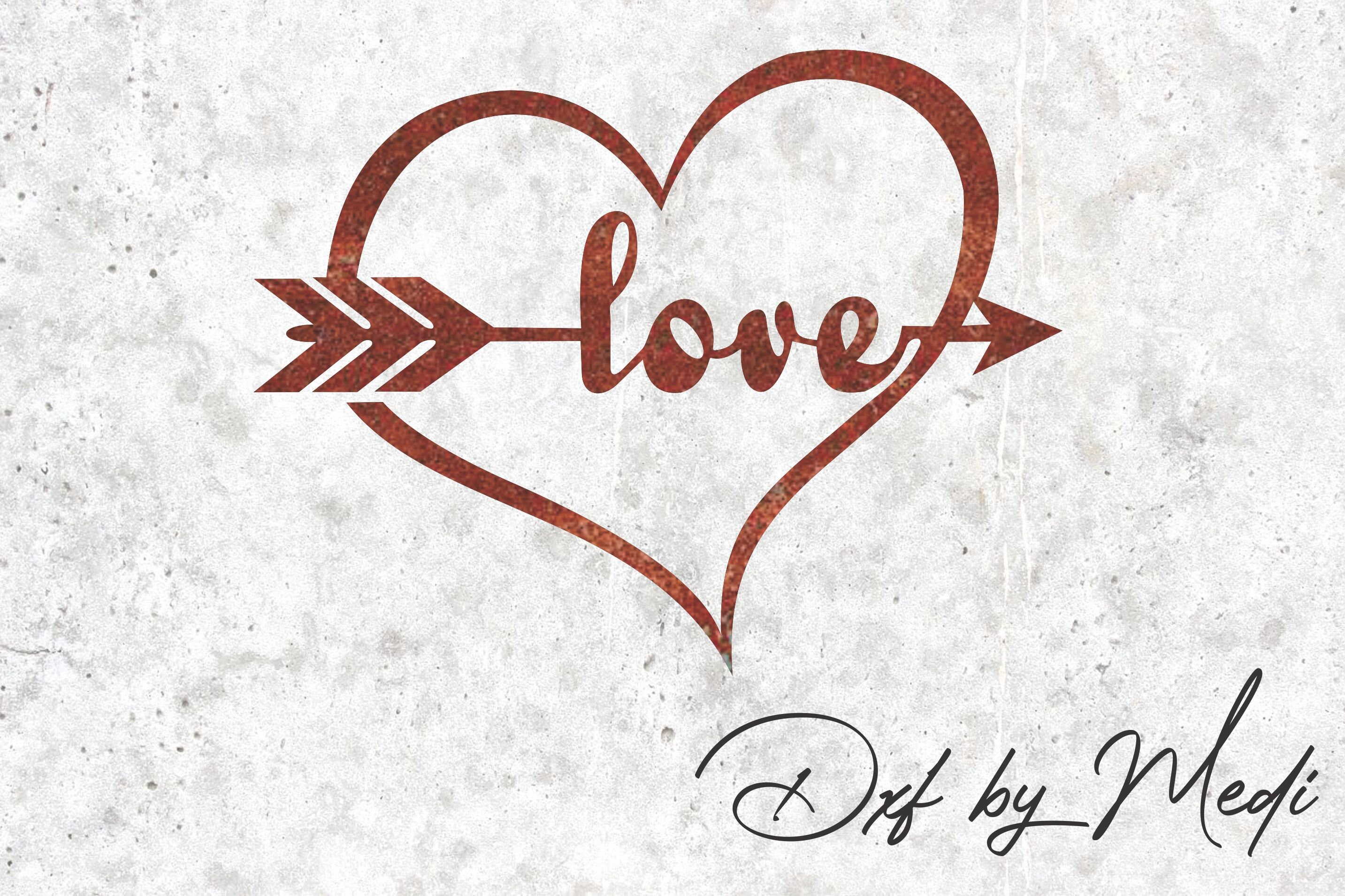Corazón con flecha Archivo DXF SVG para corte por láser Cnc Plasma ...