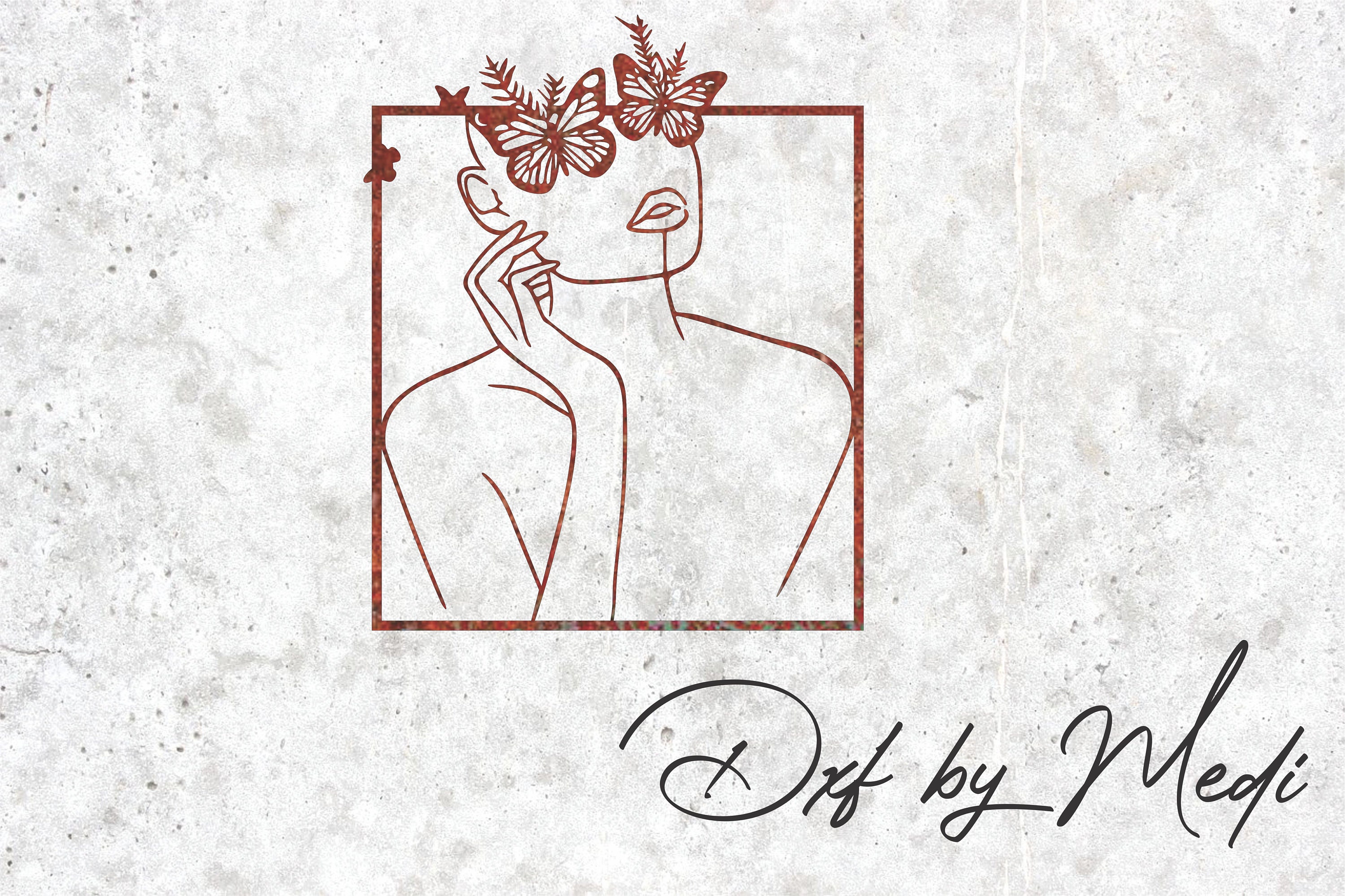 One Line Drawing Wall Art- Women Art With Butterfly Glasses Decor- Dxf ...