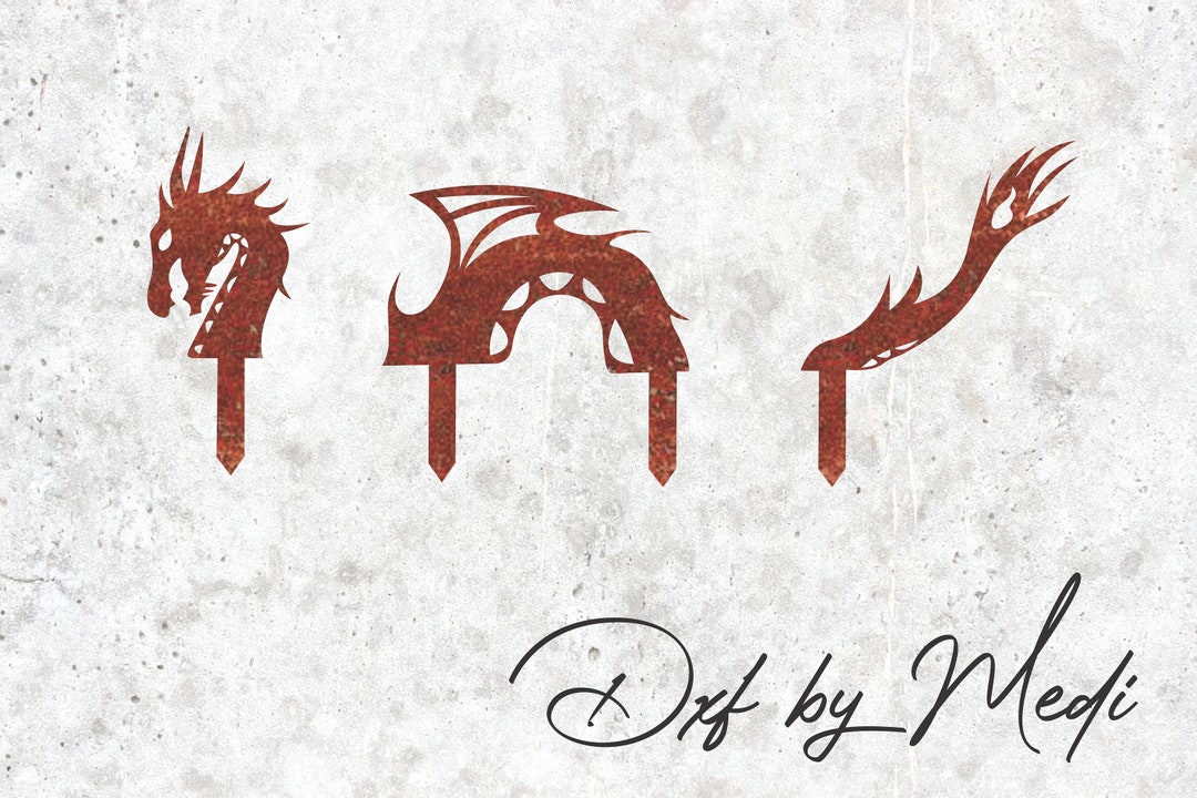 Dragon Yard Stakes: CNC Plasma, Laser, Waterjet Cutting DXF SVG File - Etsy