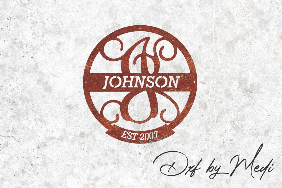 Split Monogram Letter Sign With Custom Name: CNC Plasma DXF Files - Etsy