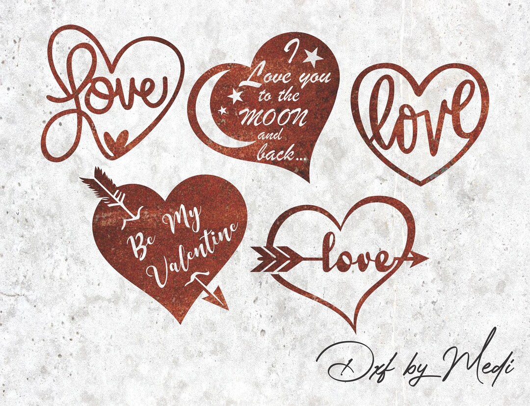 Love Valentines Day Hearts Pack - DXF SVG Files for Plasma Cnc Laser ...