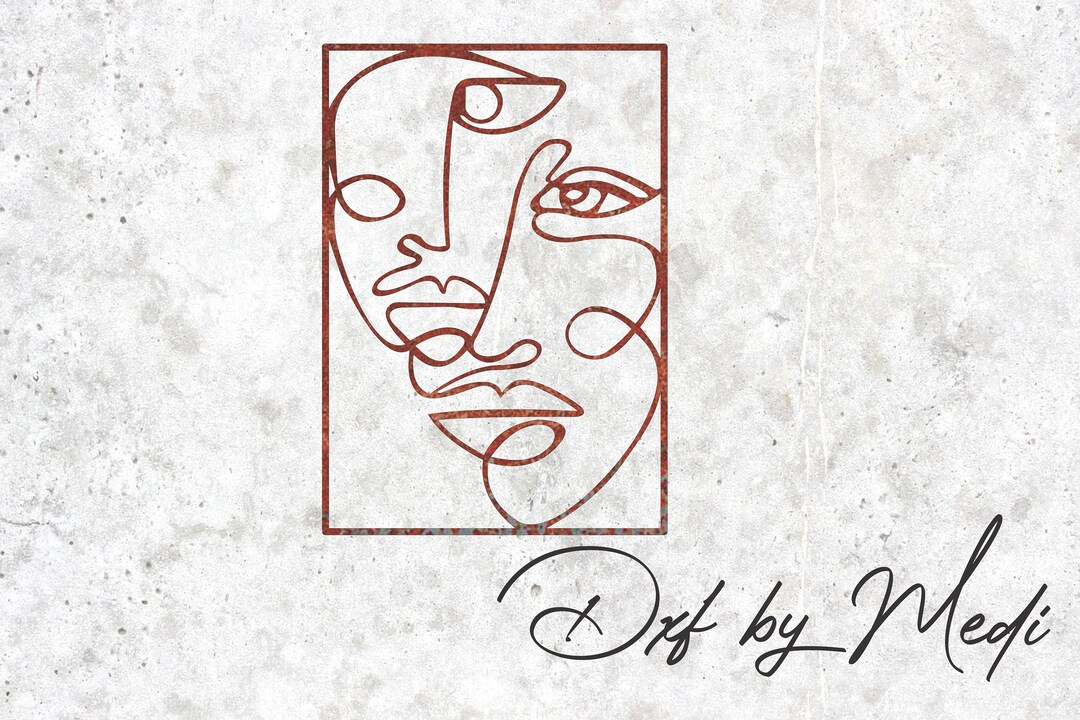 One Line Drawing Wall Art- Faces Art Decor- Dxf Files for Cnc Plasma ...