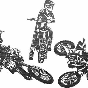 Pack of Three Motocross Riders SVG DXF Files for Laser Cutting - Etsy ...