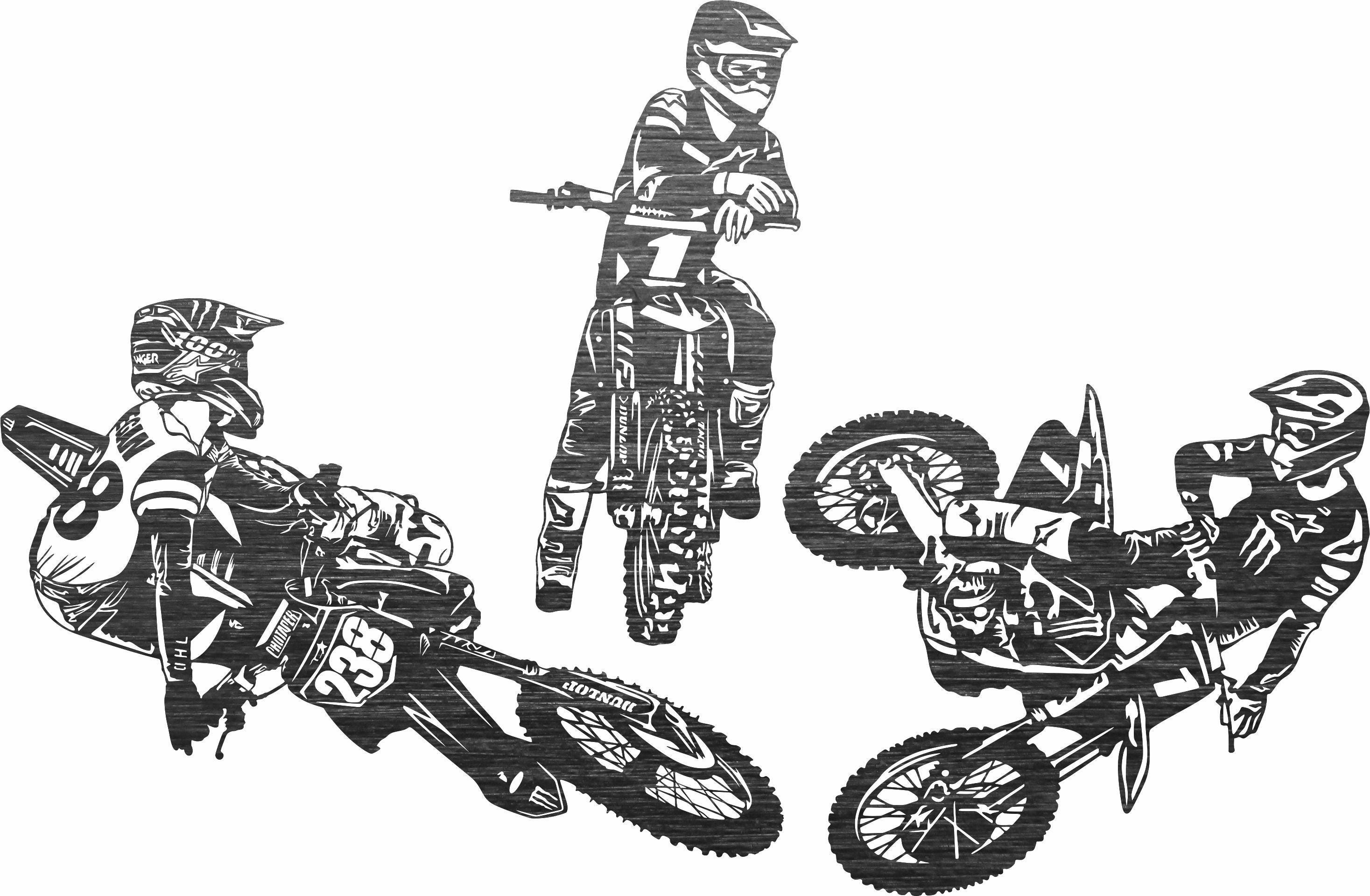Pack of Three Motocross Riders - SVG DXF Files for Laser Cutting - Etsy