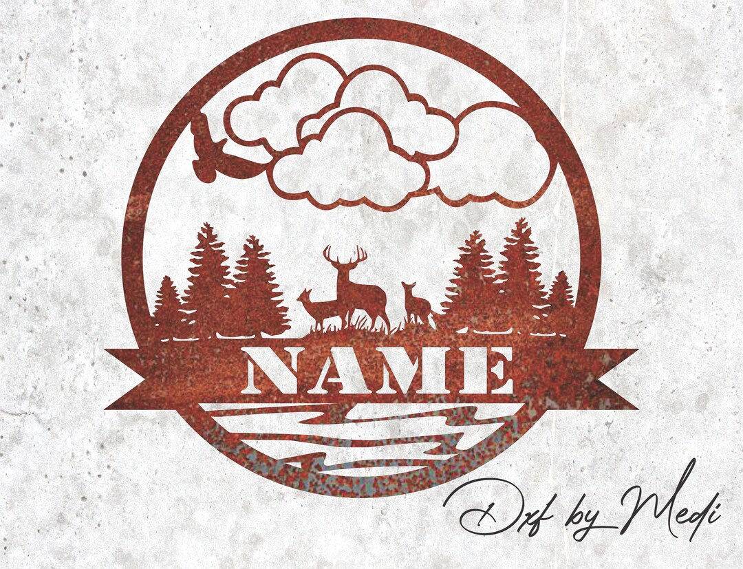 Deer Outdoor Monogram DXF Svg Files - Instant Download for Laser ...