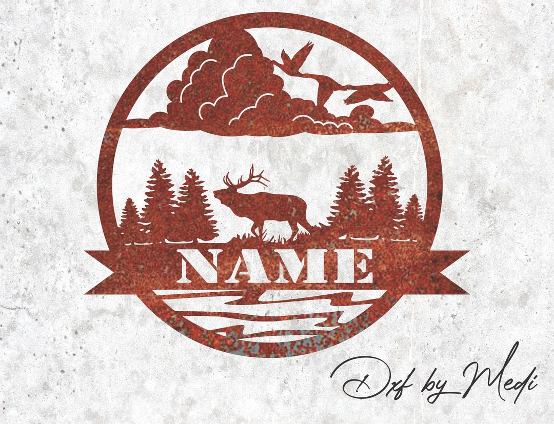 Elegant Elk Outdoor Monogram DXF Svg Files - Instant Download for Laser ...