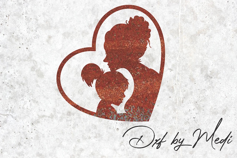 Mother and Daughter Heart DXF SVG File for CNC Plasma, Laser, and ...