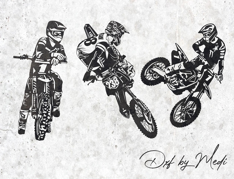 Pack of Three Motocross Riders - SVG DXF Files for Laser Cutting - Etsy ...