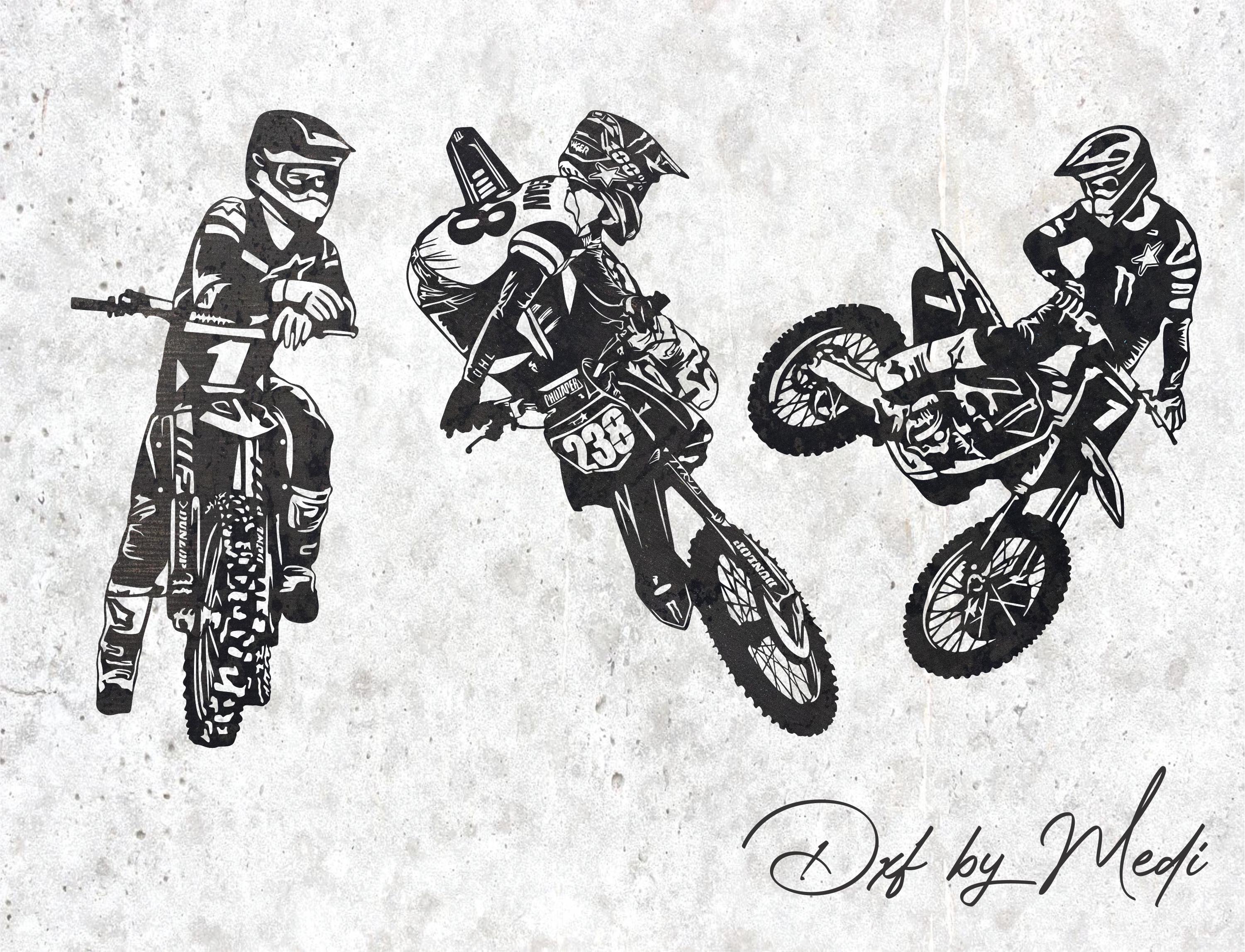 Pack of Three Motocross Riders - SVG DXF Files for Laser Cutting - Etsy