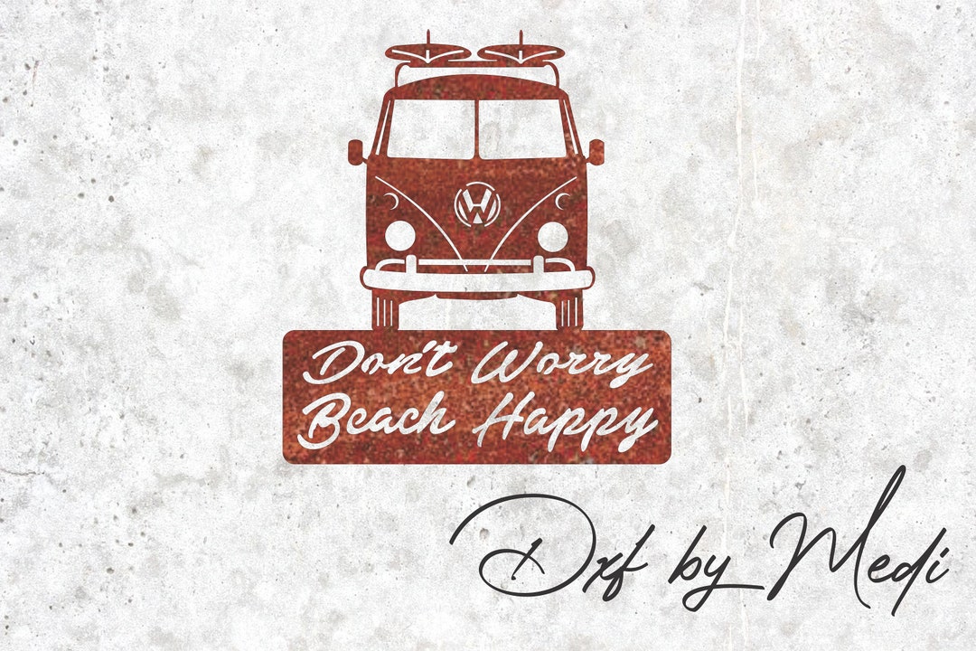 Surfer Bus Beach Happy Sign DXF Cut File for Laser and CNC Plasma ...