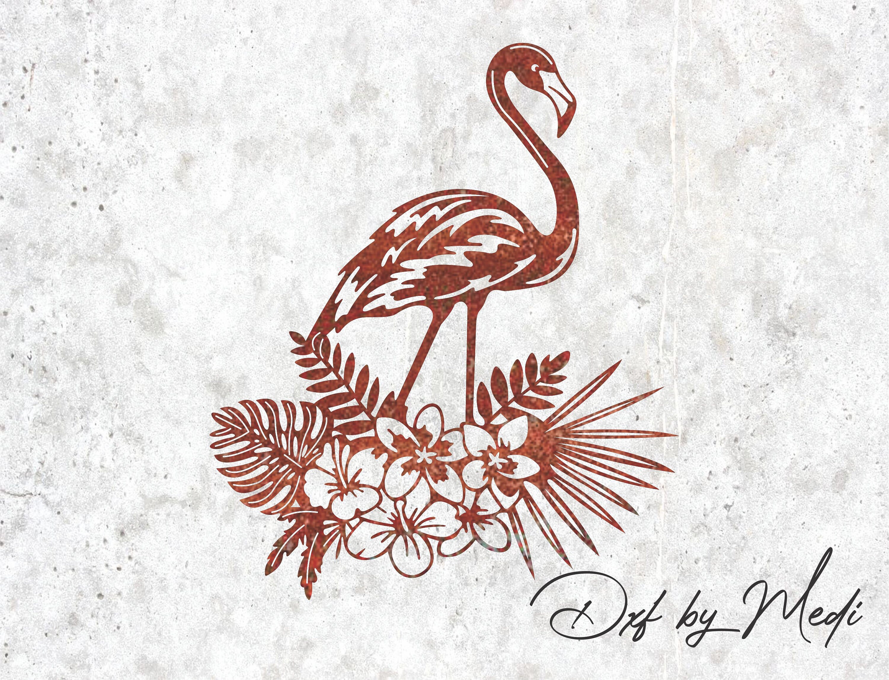Flamingo With Flowers DXF SVG Files Ready for Laser Cut, Waterjet, and ...