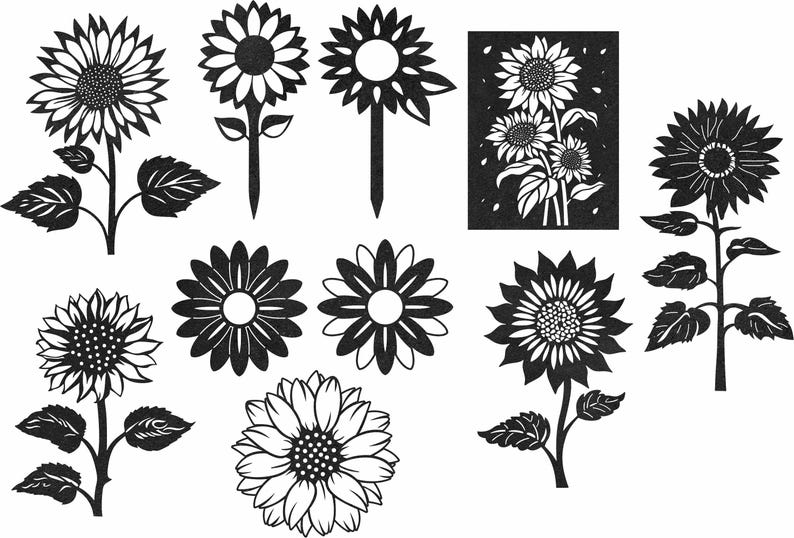 Sunflowers Pack - SVG DXF Files for Plasma and Laser Cutting - Digital ...
