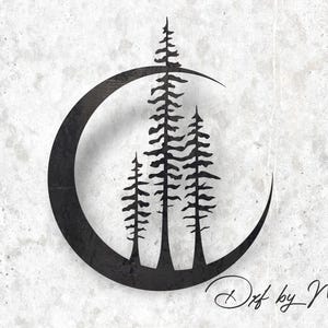 Trees With Moon - Nature-inspired SVG DXF File for Laser Cutting - Etsy