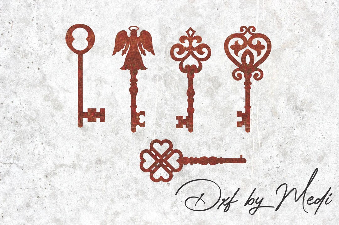 Vintage Keys DXF SVG Files: CNC Laser Cut Retro Decor (digital Download ...