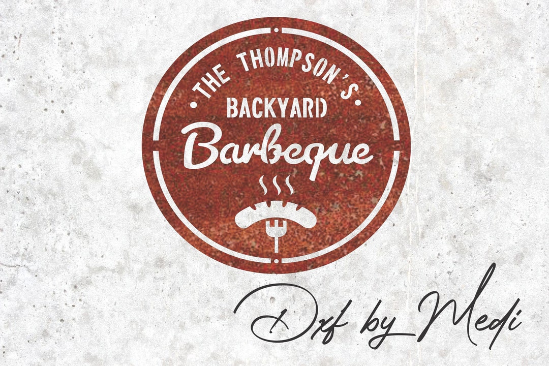 Personalized Barbecue Monogram Wall Decor With Family Name - DXF SVG ...