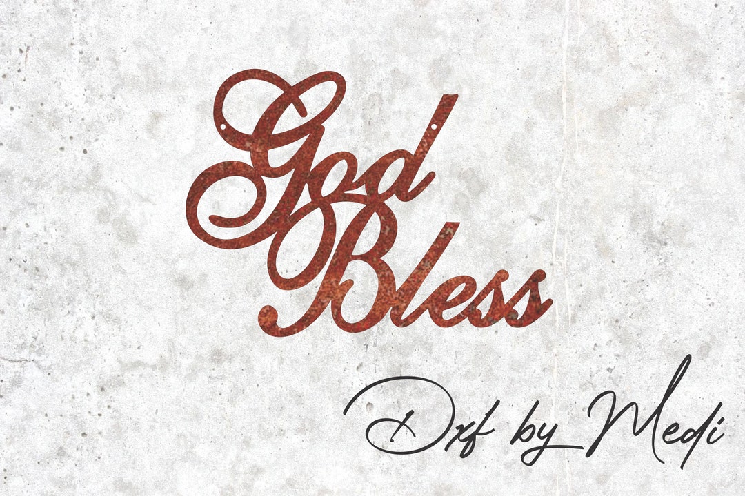 God Bless Wall Art DXF Cut File for Laser and Plasma Cnc Cutting - DXF ...