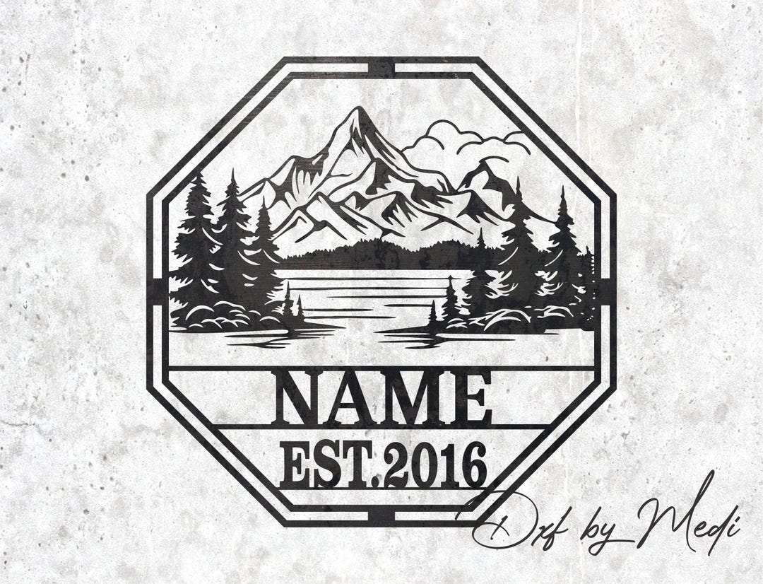 Personalized Mountain Scene Sign SVG DXF Files for Laser Cutting - Etsy