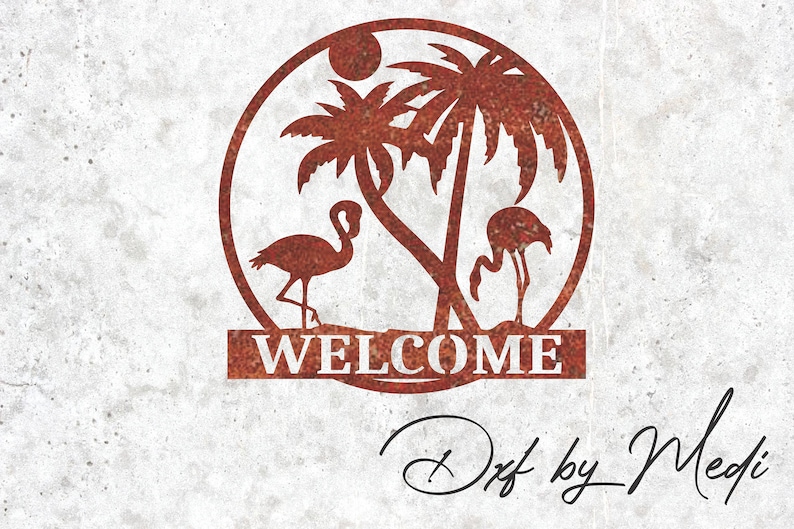 Flamingo Welcome Sign DXF SVG Files for Plasma Cnc Laser Waterjet Ready ...