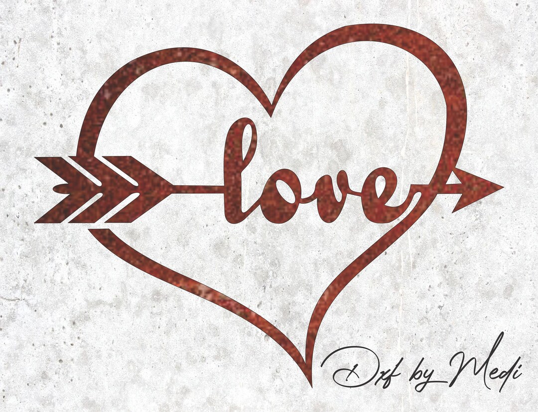 Love Heart Arrow - DXF SVG Files for Plasma Cnc Laser Waterjet Ready to ...