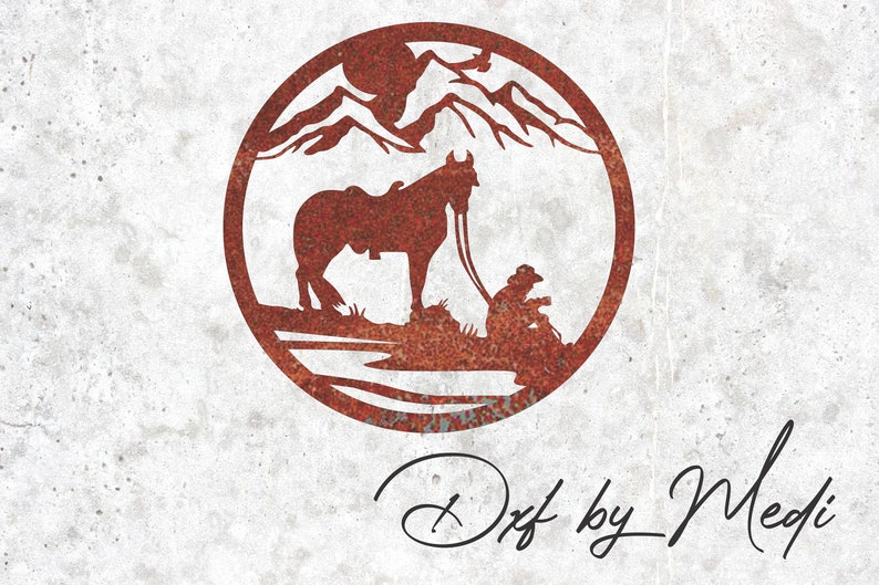 Horse Cowboy Scene - DXF SVG Files for Plasma Cnc Laser Waterjet Ready ...