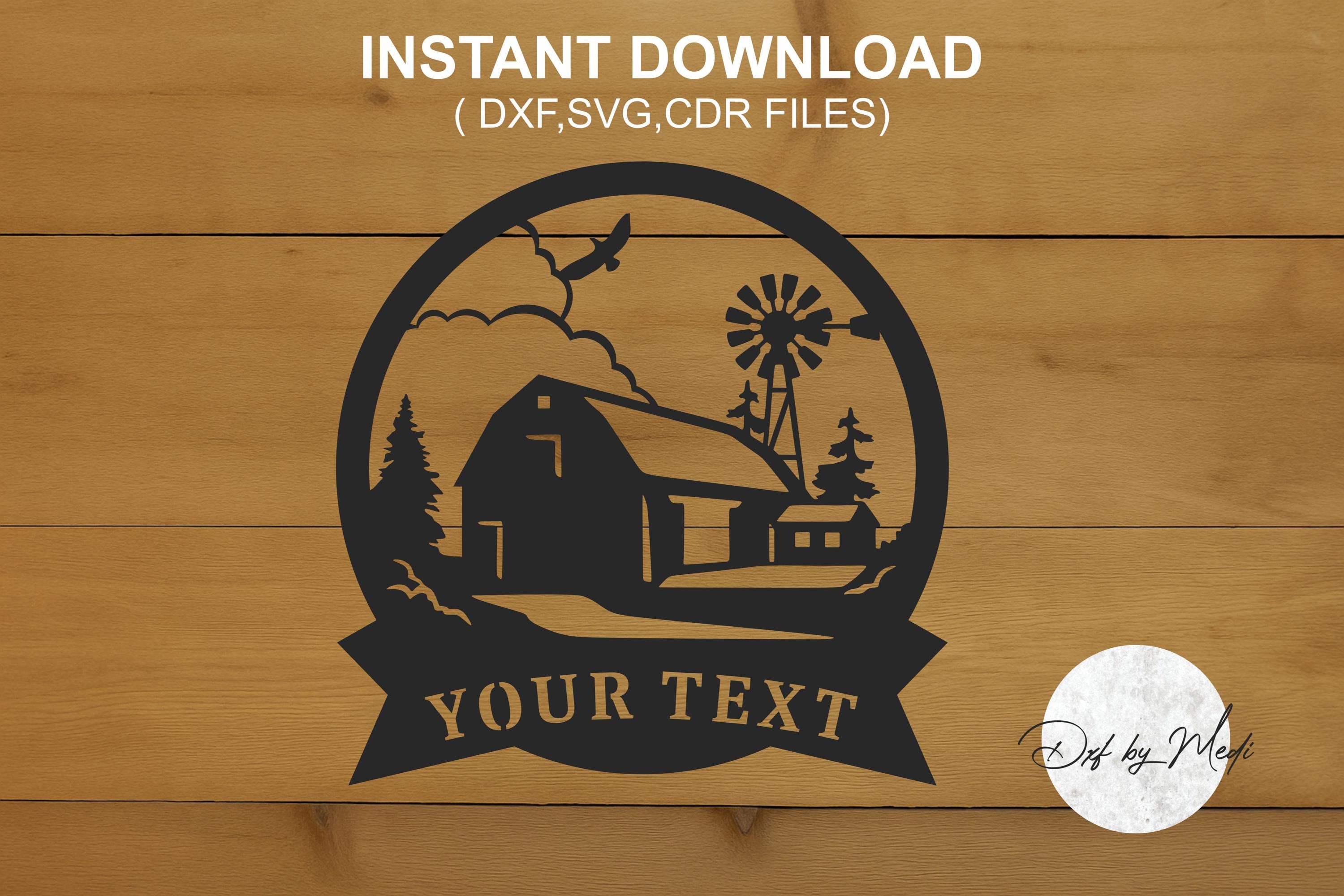 Customizable Farm Monogram - Barn Scene Svg Dxf Files for Plasma Laser ...