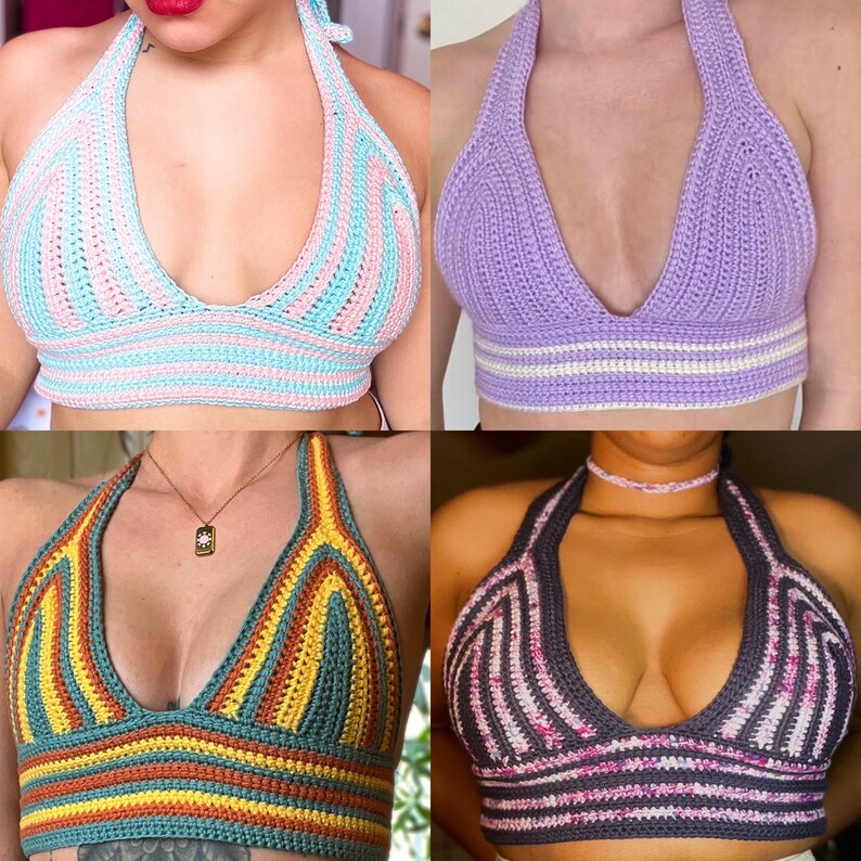 Striped Titty Top Halter Crochet Pattern (PDF ONLY) - Etsy