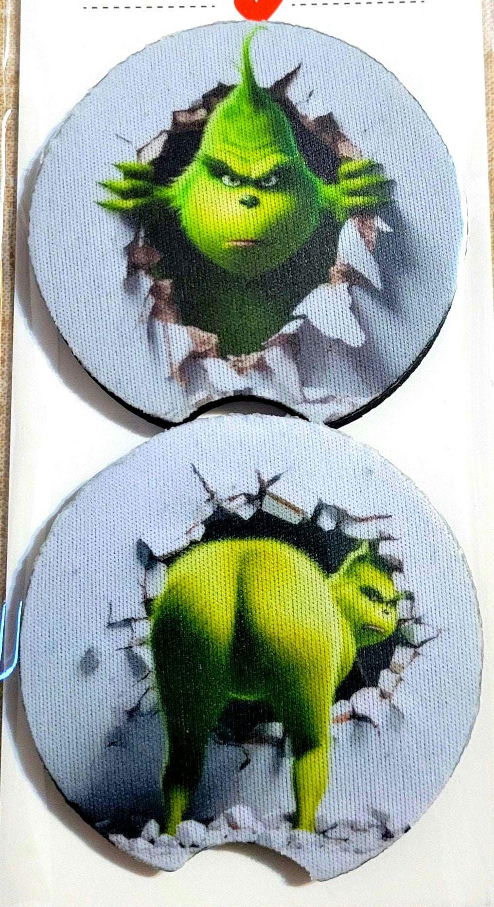 The Grinch's Front Side and His Backside, Car Coasters Great for Home ...
