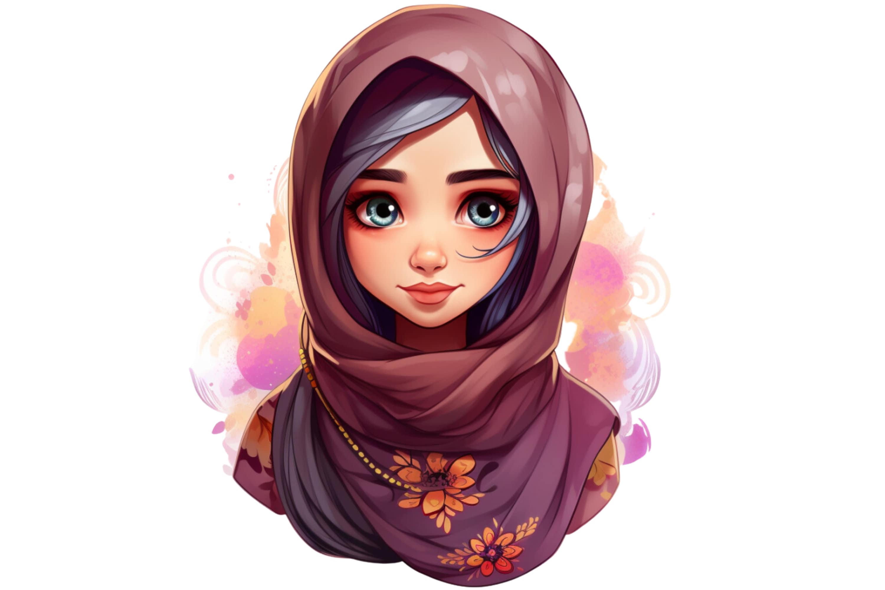 Muslim Hijabi Girl Clipart, Muslima Women Watercolor Art, Islamic Art ...