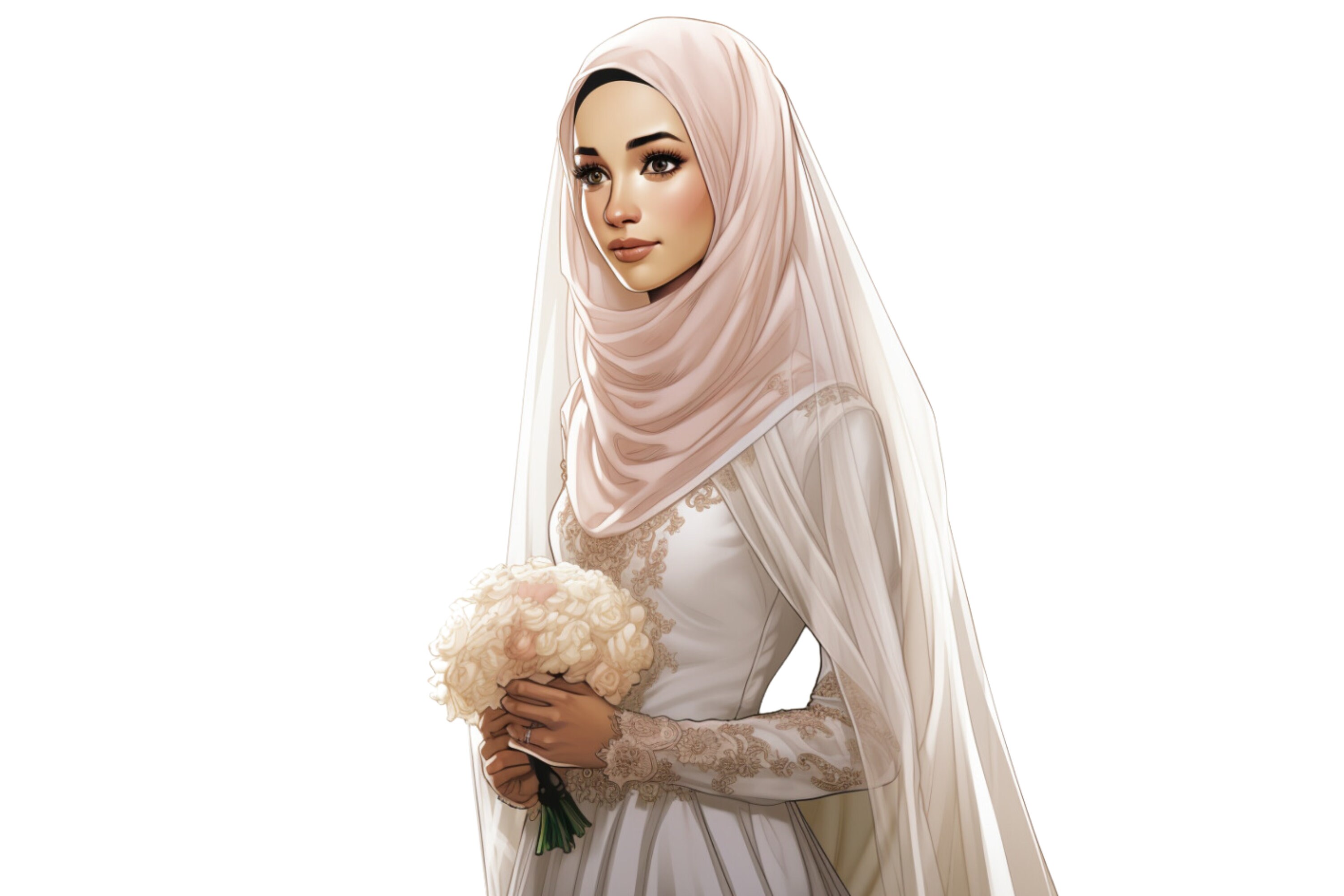 Muslim Hijabi Bride Clipart, Muslima Women Watercolor Art, Islamic Art ...