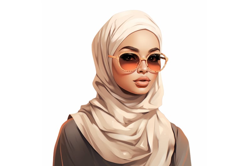 Muslim Girl Clip Art, Muslim Woman Art, Muslim Girl SVG, Islamic Art ...