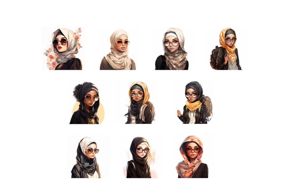 Muslim Girl Clip Art, Muslim Woman Art, Muslim Girl SVG, Islamic Art ...