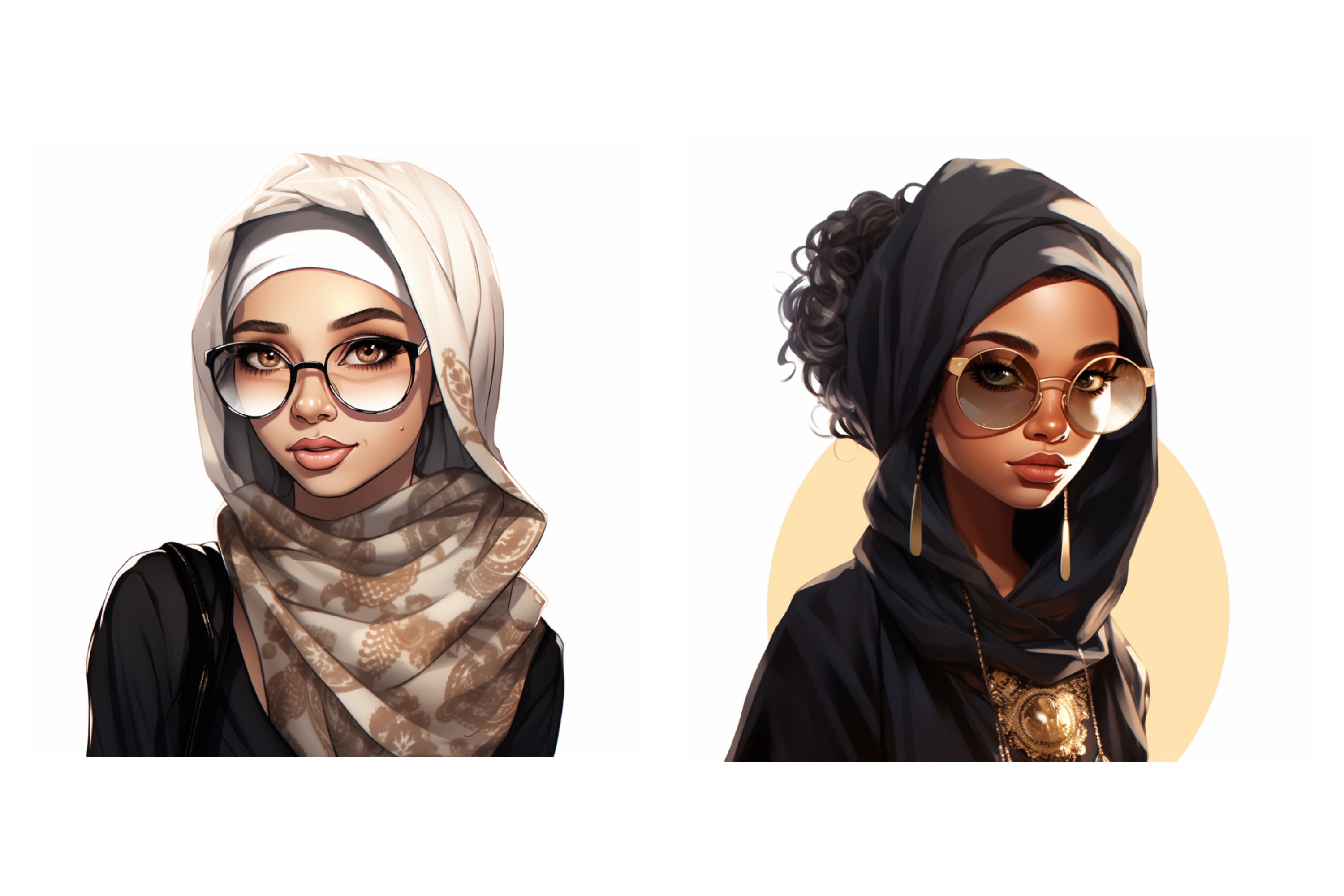 Muslim Girl Clip Art, Muslim Woman Art, Muslim Girl SVG, Islamic Art ...