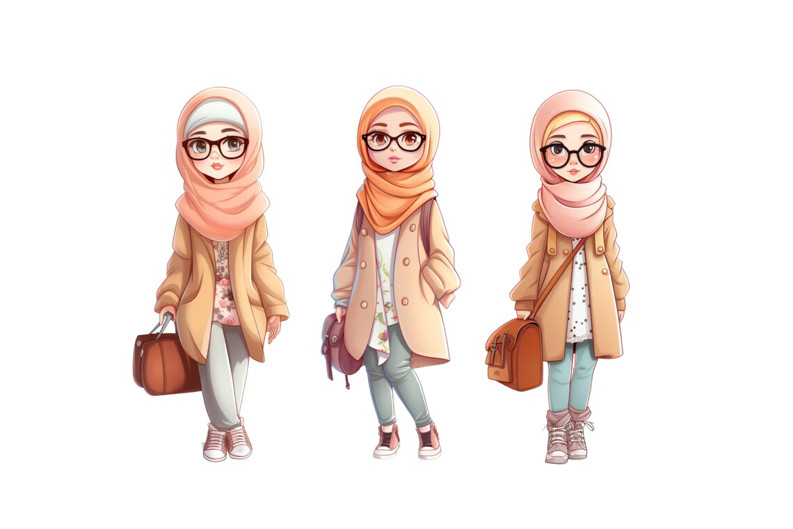 Muslim Hijabi Girl Clipart, Muslima Women Watercolor Art, Islamic Art ...