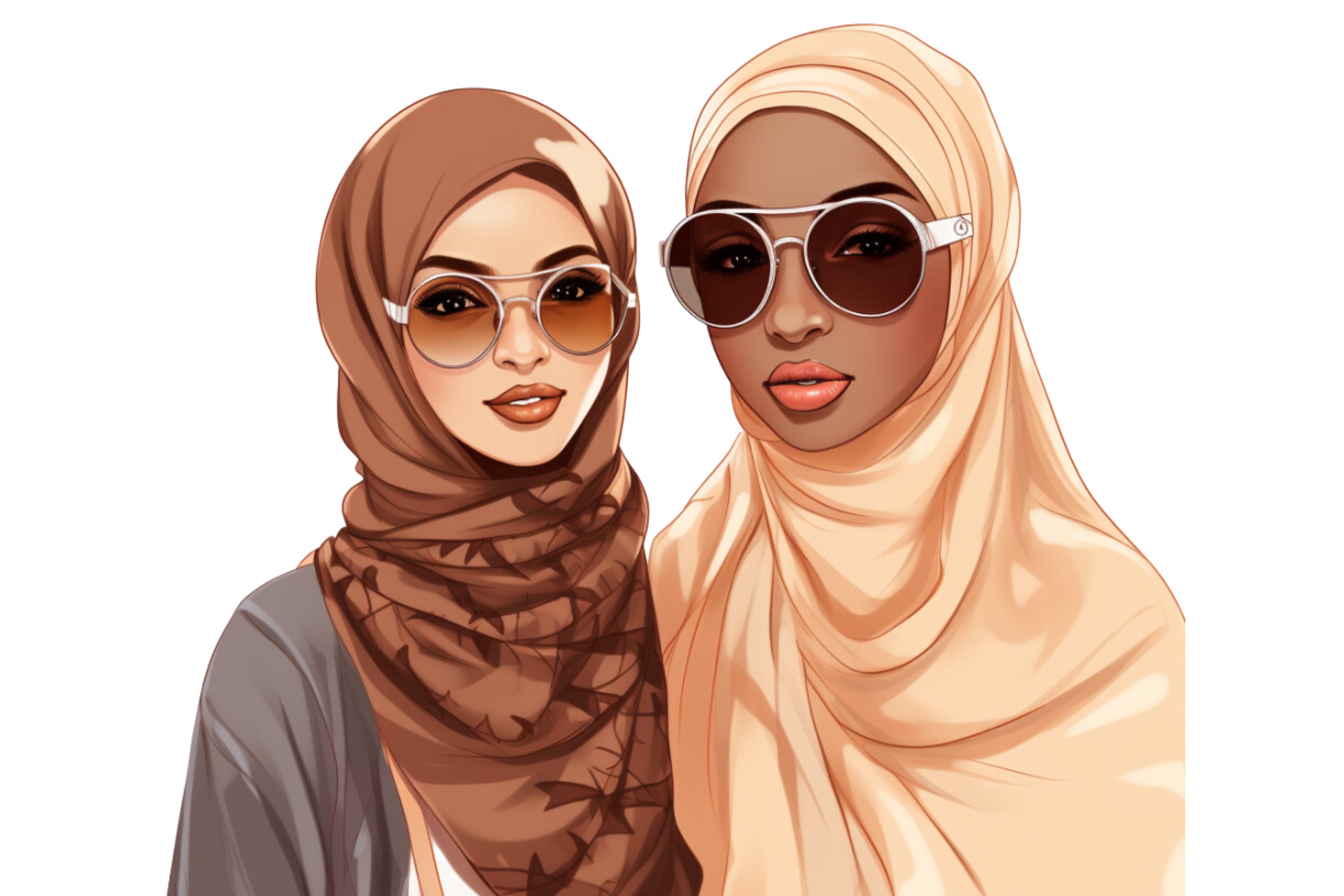 Muslim Hijabi Girl Clipart, Muslima Women Watercolor Art, Islamic Art ...