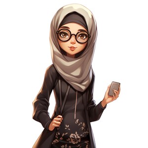 Muslim Hijabi Girl Clipart Muslima Women Watercolor Art - Etsy