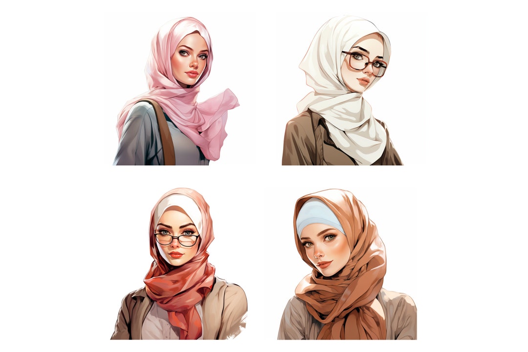 Muslim Hijabi Girl Clipart, Muslima Women, Watercolor Art, Islamic Art ...