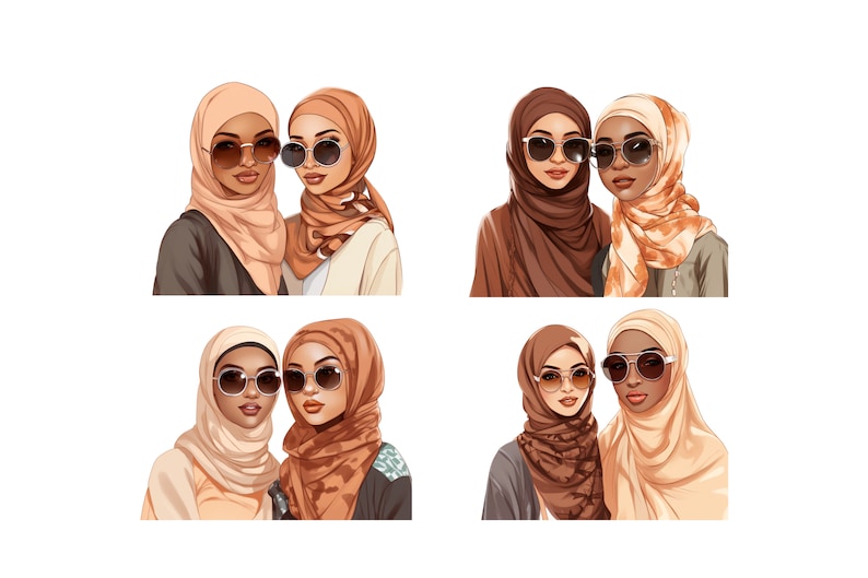 Muslim Hijabi Girl Clipart, Muslima Women Watercolor Art, Islamic Art ...