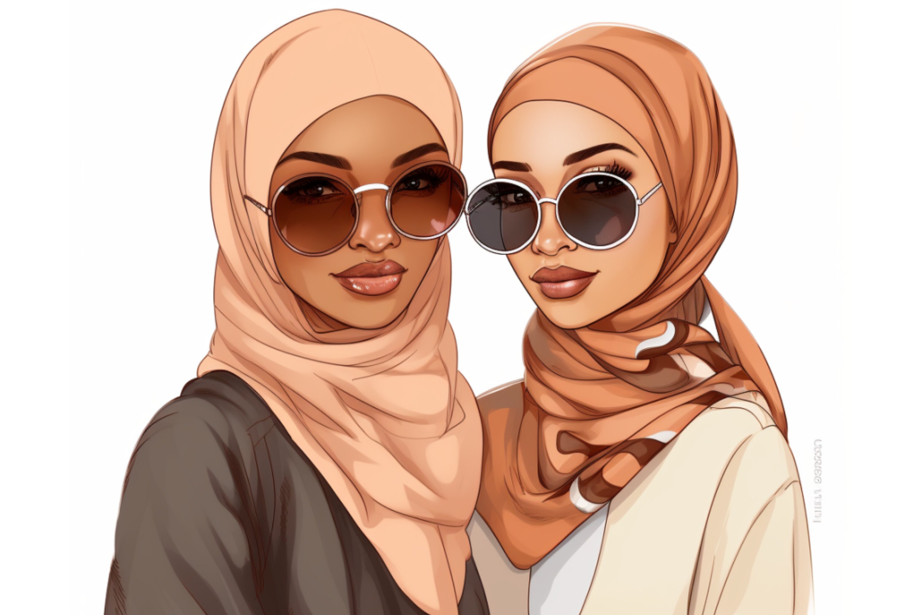 Muslim Hijabi Girl Clipart, Muslima Women Watercolor Art, Islamic Art ...