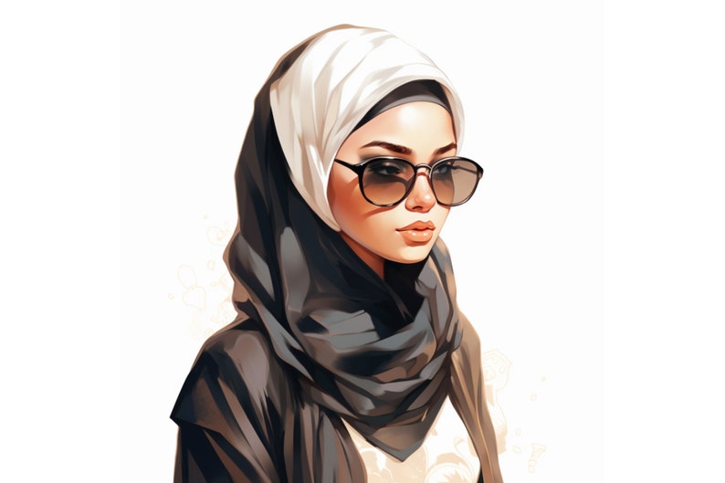 Muslim Girl Clip Art, Muslim Woman Art, Muslim Girl SVG, Islamic Art ...