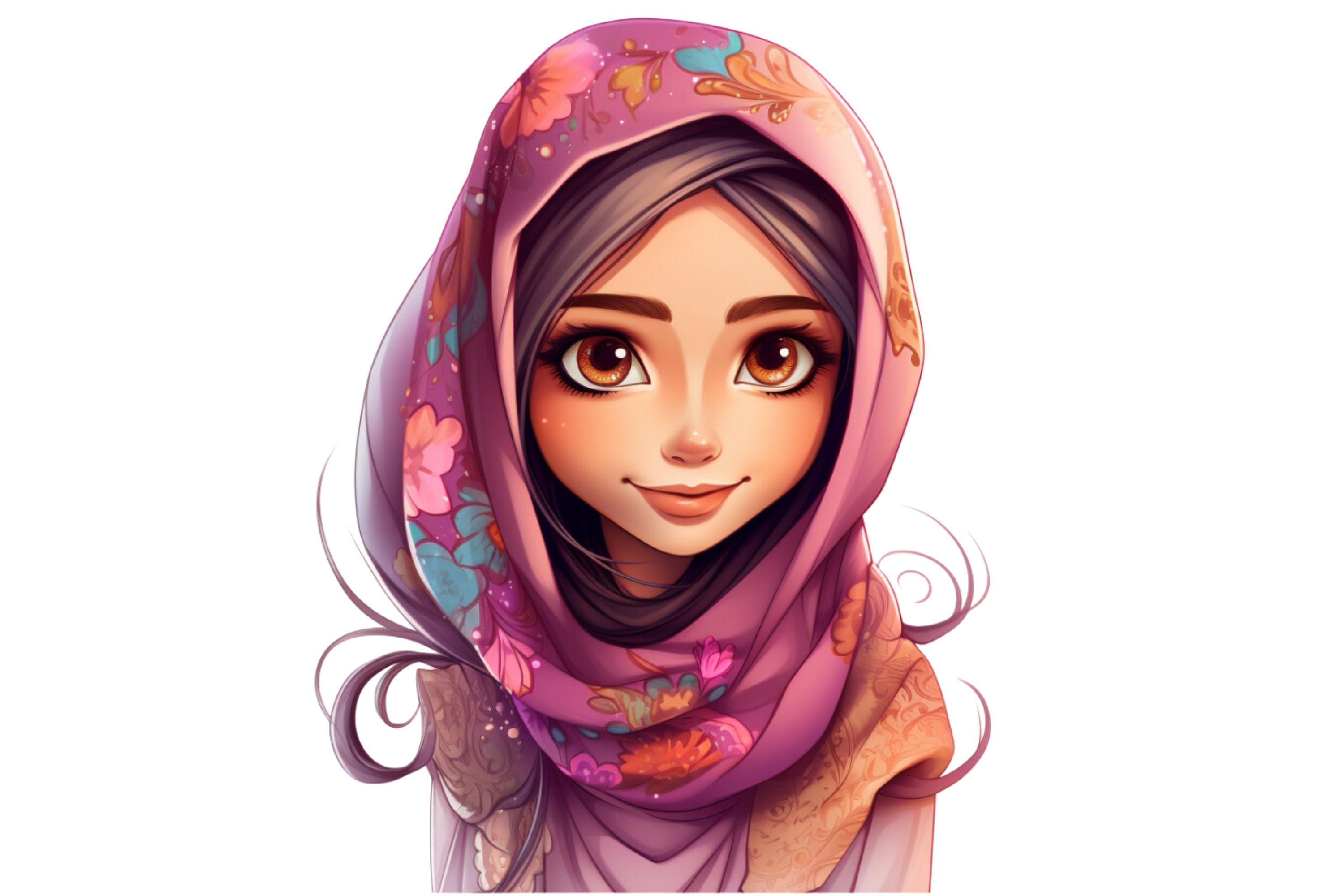 Muslim Hijabi Girl Clipart, Muslima Women Watercolor Art, Islamic Art ...