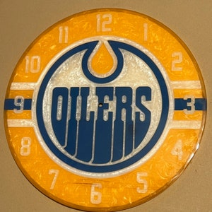 Beautiful Edmonton Oilers Epoxy Clock - Etsy
