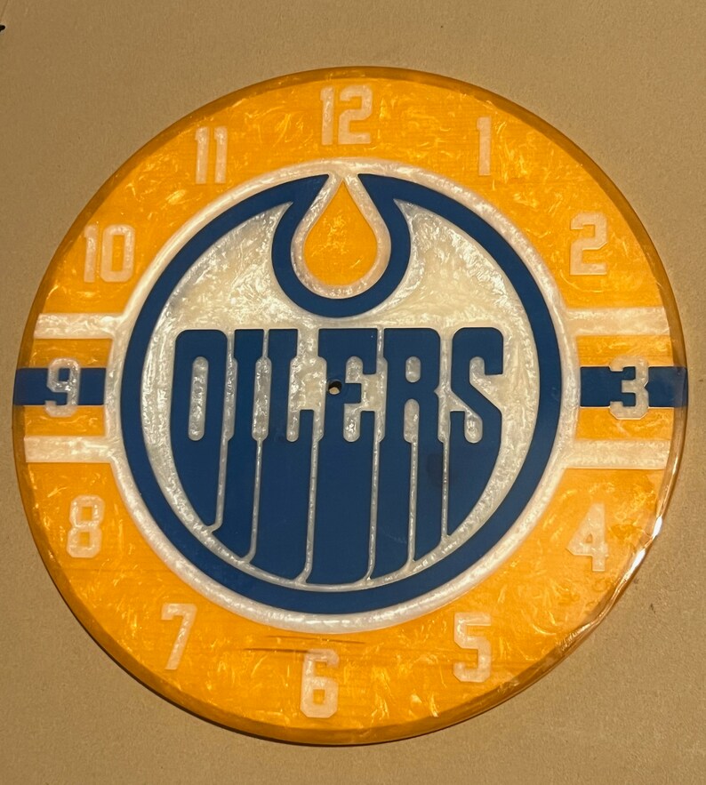 Beautiful Edmonton Oilers Epoxy Clock - Etsy